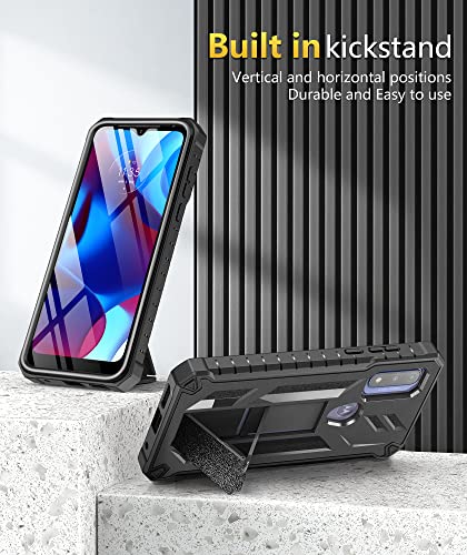 WTYOO for Motorola Moto G Pure Phone Case, Moto G Power 2022/ G Play 2023 Case: with Belt-Clip Holster & Built-in Screen Protector & Kickstand, Full-Body Dual Layer Rugged Protective Phone Cover-Black