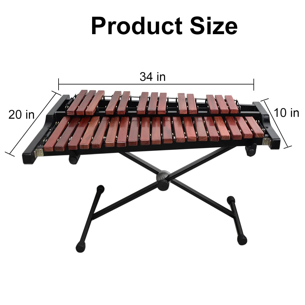 TNZMART 32 Key Xylophone Set with Adjustable Stand Wooden Glockenspiel Percussion Educational instrument