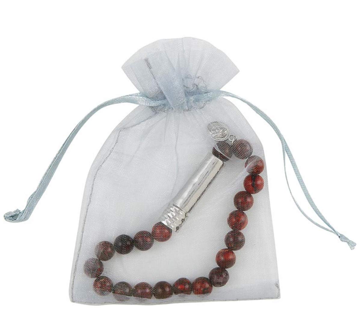Needzo Red Prayer Bead Bracelet with Divine Mercy Charm, Screw-Top Capsule for Prayer Intentions, One Size