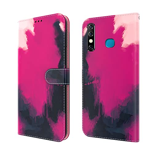 ShinyCase for Tecno Camon 12 Case with Stand,Colorful Watercolor PU Leather Wallet Folio Flip Cover Magnetic Durable TPU Protective Phone Case for Tecno Camon 12/Spark 4,Black Red