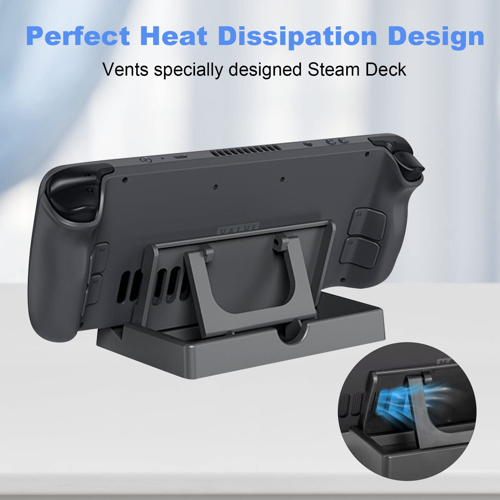 Tangaroa Stand for Switch & Steam Deck - Adjustable Foldable Steamdeck Accessories Holder Stand with Anti-Slip Silicone Pad, Fit Steam Deck, Switch and Mobile Phones (Black)