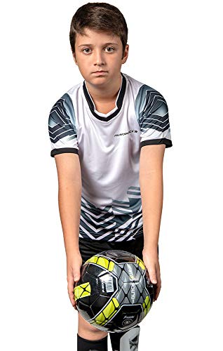 PAIRFORMANCE Soccer Jerseys for Kids, Soccer Shorts Boys Girls, Soccer Uniforms for Kids Sizes 4-15(sowhite-l)