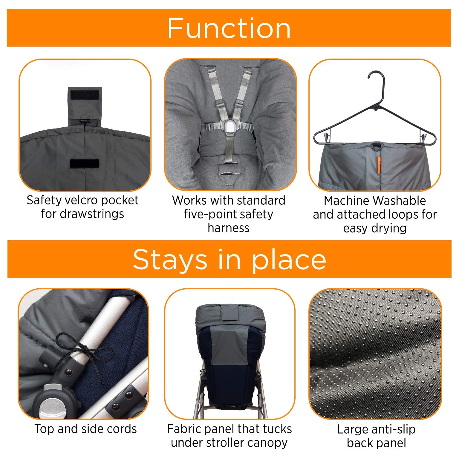 liuliuby Flex CozyMuff - Universal Footmuff with Adjustable Length and Hood - Bunting Bag for Stroller (Charcoal Gray)