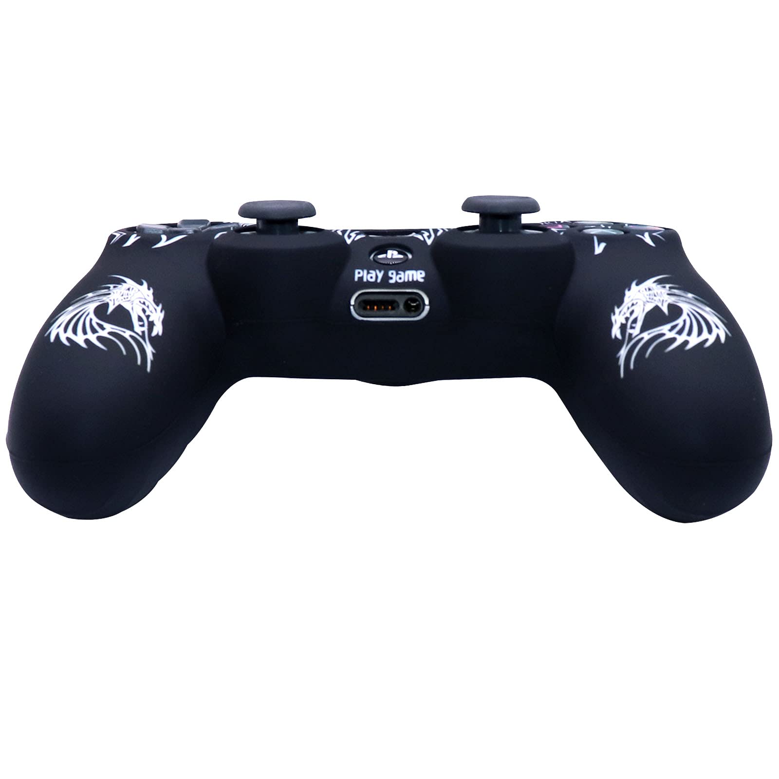 RALAN 1 Piece of Silicone Laser Carving Protective Cover Skin + 8 Thumb Grips & 4 Paw Grips Caps for PS4/Slim/Pro Controller