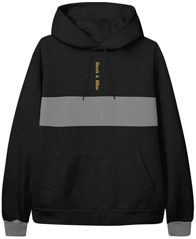 LSPWAFAEF XPLR Sam Golbach Dumb and Wise Black Color Block Hoodie Merch Men/Women Hooded Sweatshirt Hip HOP Long Sleeve (X-Large)