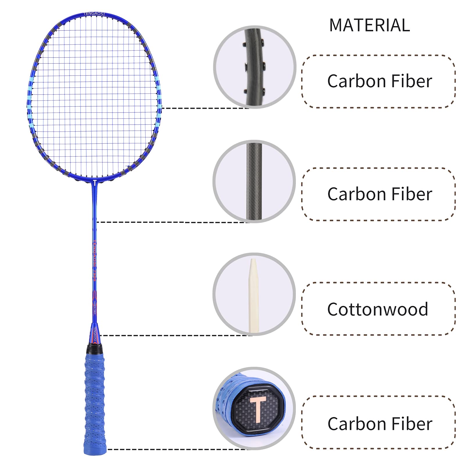 TENGAOSI - High Grade Badminton Set 2 Player Graphite Badminton Rackets Set - Including Badminton Racquets and Feather Shuttlecocks Birdies