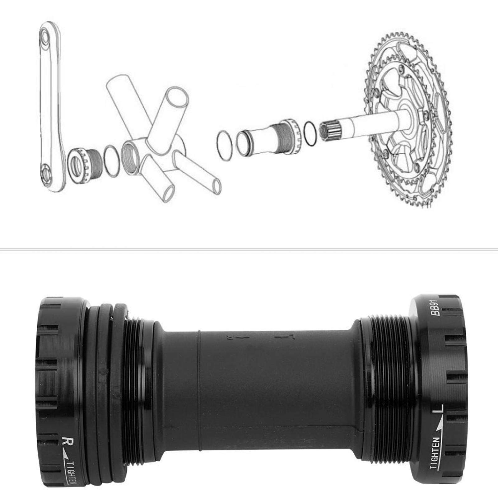 Shipenophy Bike Hollow Press-in Type Thread Bottom Bracket Accessory Road Mountain Bicycle Bike Bottom Bracket for Mountain Road Bicycle(Black)