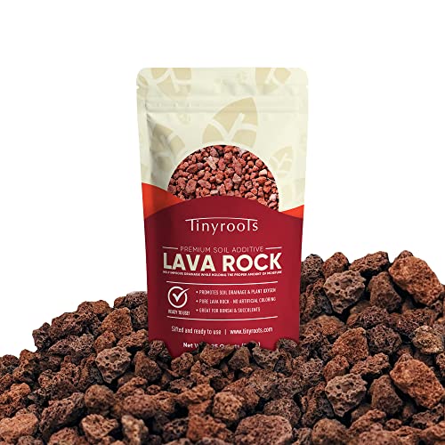 Tinyroots Red Lava Rock for Plants, 2.25 Quarts, Sifted Bonsai and Cactus Soil Additive, Maintains Proper Moisture, Used for Top Dressing, Volcanic Rock, No Dyes or Chemicals