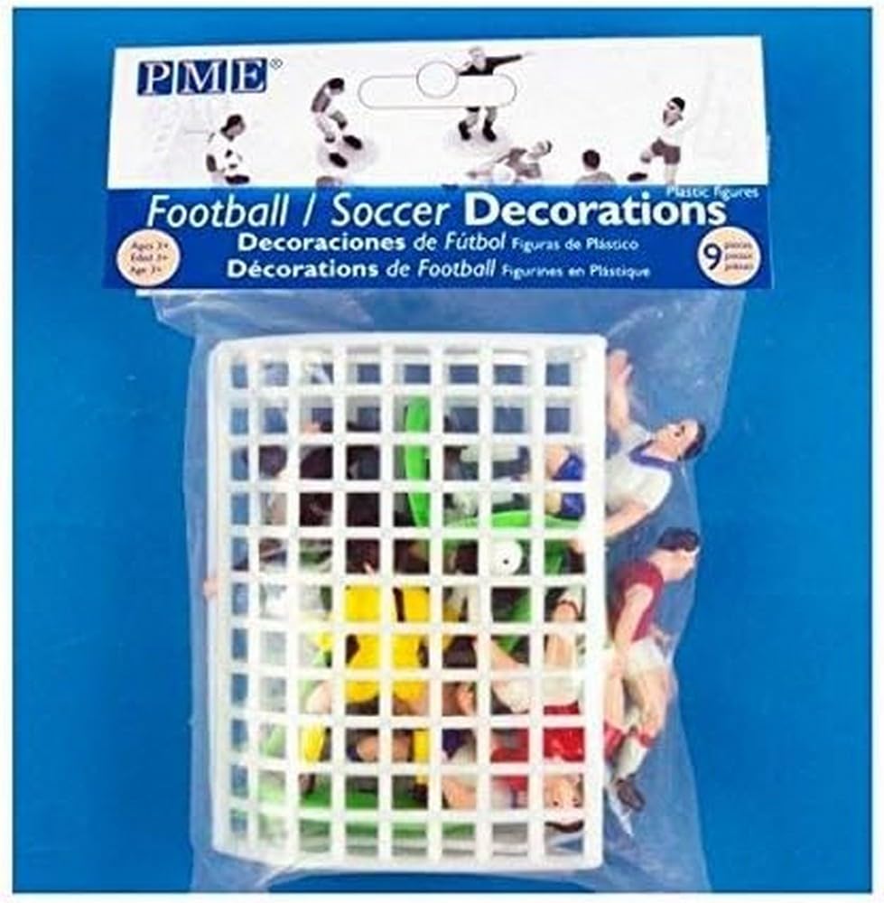 PME Cake and Cupcakes, Set of 9 Soccer Toppers, Standard, Multicolor