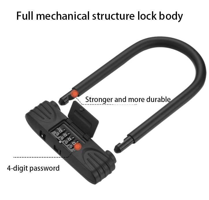 SSLCWL Bike U Lock Heavy Duty Anti Theft, Secure Combination Bike U Lock, 4 Digit Resettable Combination Codes U Bolt Bike Lock