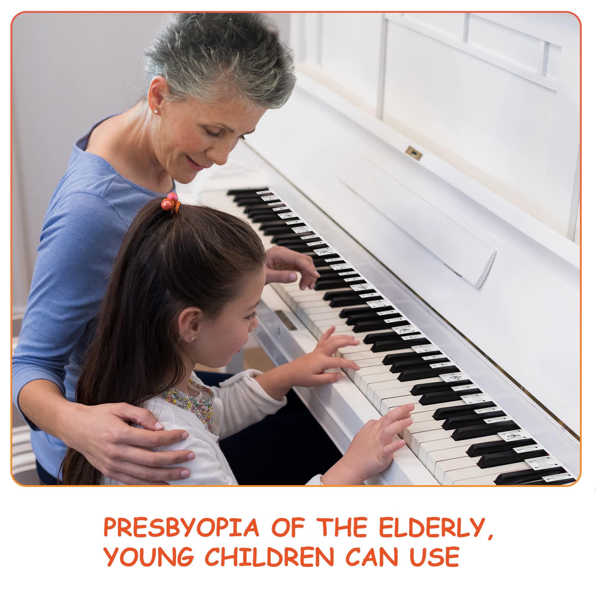 Piano Stickers for Learning Piano or Keyboard Overall Installation No Glue No Need to Cut Easy to Carry Reusable for 88 keys