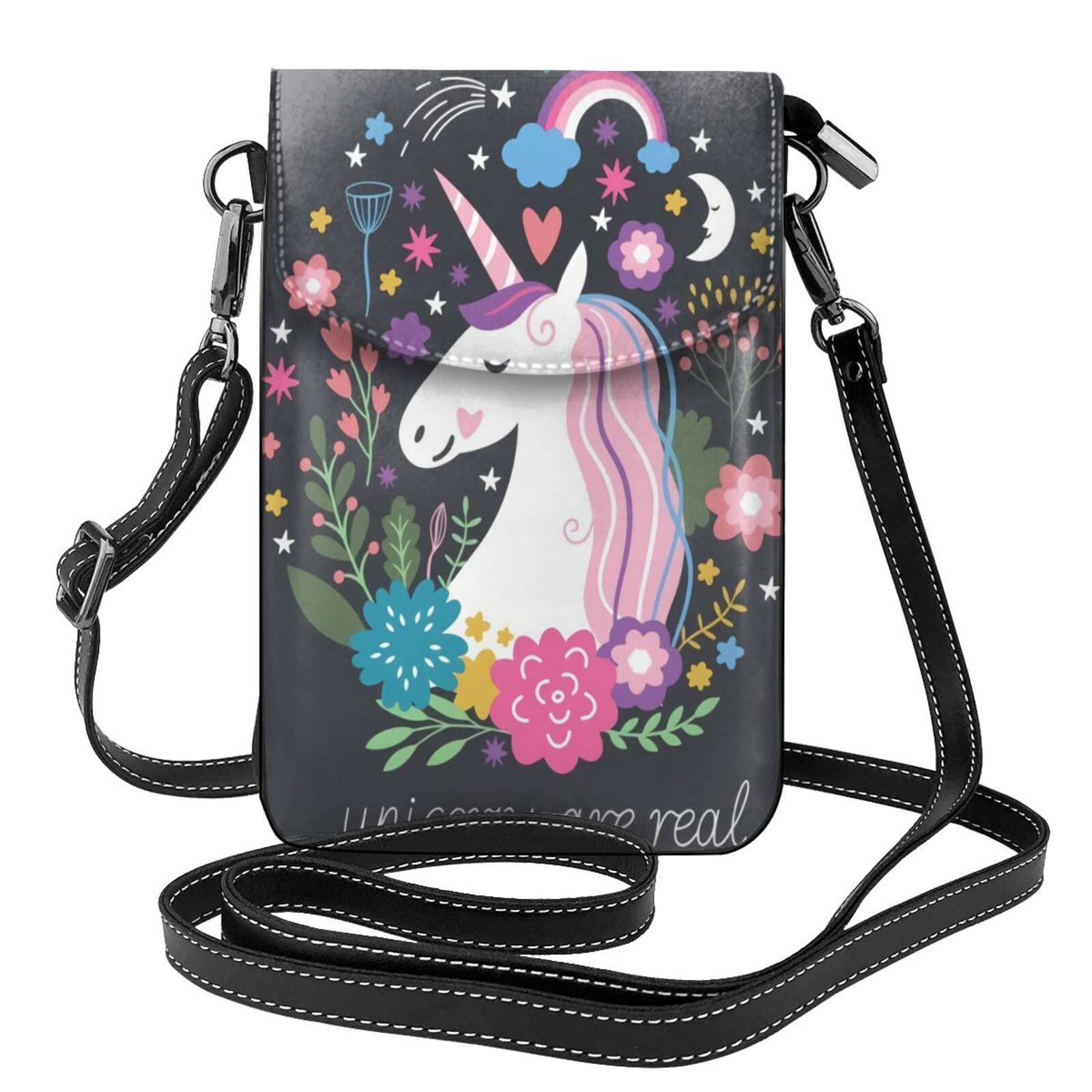 Women Cell Phone Purse Leather Crossbody Bag-Unicorns Are Real Mini Shoulder Bag Card Holder Wallet