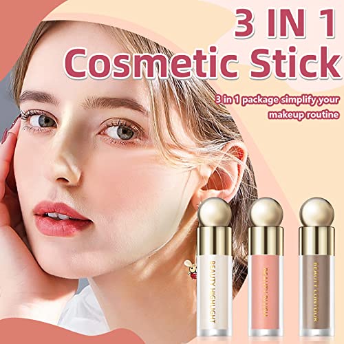 NewBang Liquid Blush Highlighter Contour Trio Set Cream Matte Blusher Rouge Rubor Dewy Cheek Tint Shimmer Glitter Luminizers Face Contouring Shading Bronzer Makeup Pen Moisturizing Blendable-3Pcs