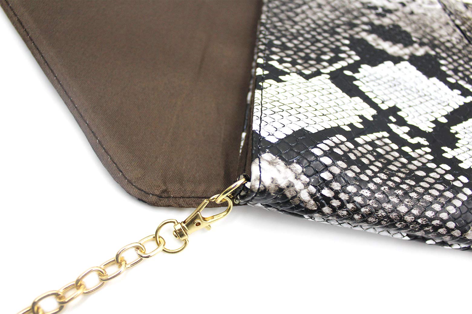 MINGSEECESS Women Thin Envelop Clutch Handbag with Chain Strap Ladies Snakeskin Shoulder Crossbody Bag