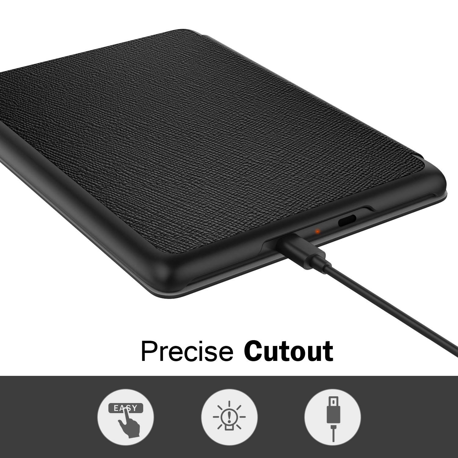 MoKo Case Fits 6" Kindle Paperwhite (10th Generation, 2018 Releases), Thinnest Lightest Smart Shell Cover with Auto Wake/Sleep for Amazon Kindle Paperwhite 2018 E-reader - Black