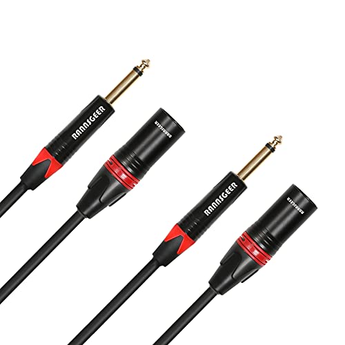 Rannsgeer 2 Pack 1/4 Inch TS to XLR Male 1 Feet Cable (1 Ft 2 Pack)