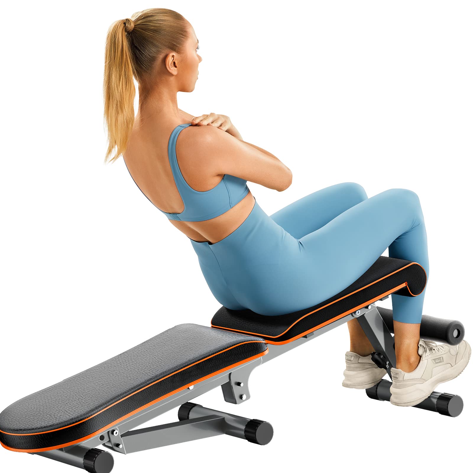 PERLECARE Weight Bench Adjustable, Sit Up Bench for Ab Bench Exercises, MultiFunctional Flat Incline Decline Bench with 7 Adjustable Height Settings, Robust Weightlifting Bench Holds Weight up to