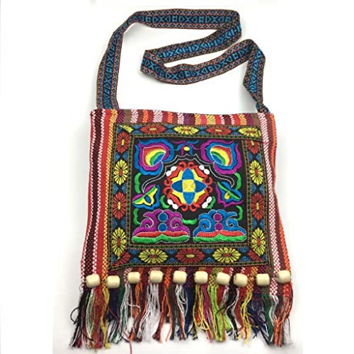 TJLSS Embroidery Tote Ethnic Tassel Shoulder Bag Crossbody (Color : D, Size : 1)