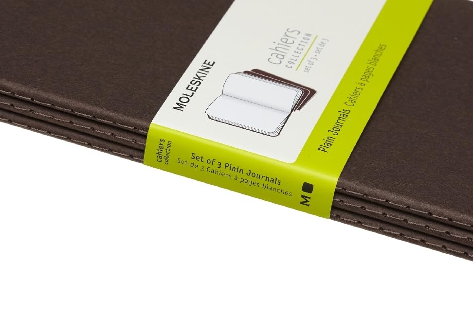 Moleskine Cahier Journal, Soft Cover, Large (5" x 8.25") Plain/Blank, Coffee Brown, 80 Pages (Set of 3)