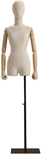 Mannequin Torso Mannequin Dress Form Torso Female Tailors Dummy Mannequin Dressmakers Dummies Fashion Students Display Bust Wood Arm Active Height Adjustable (A)