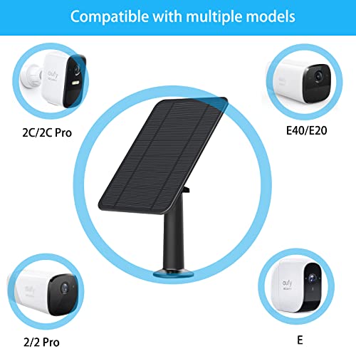 Solar Panel Compatible with Eufycam 2C/2C Pro/E40/E20/2/2 Pro/E, Includes Secure Wall Mount, IP65 Weatherproof,13.1ft Power Cable(1-Pack)