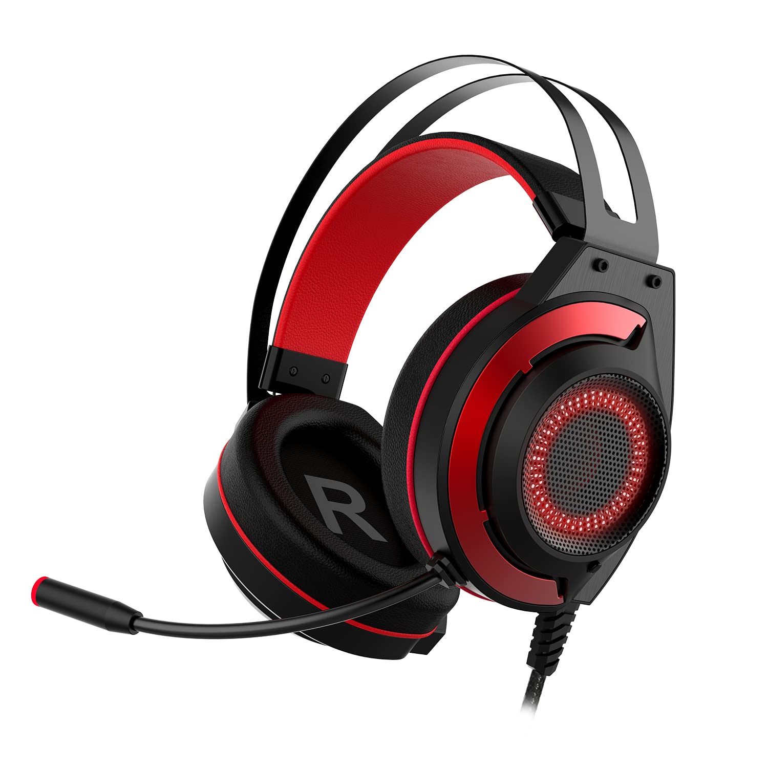 USOTSO PC Gaming Headset/Video Game Stereo Headphone with Noise Canceling Mic & Memory Foam Ear Pads for PC/PS5/PS4/Xbox One/Nintendo Switch - Black Red