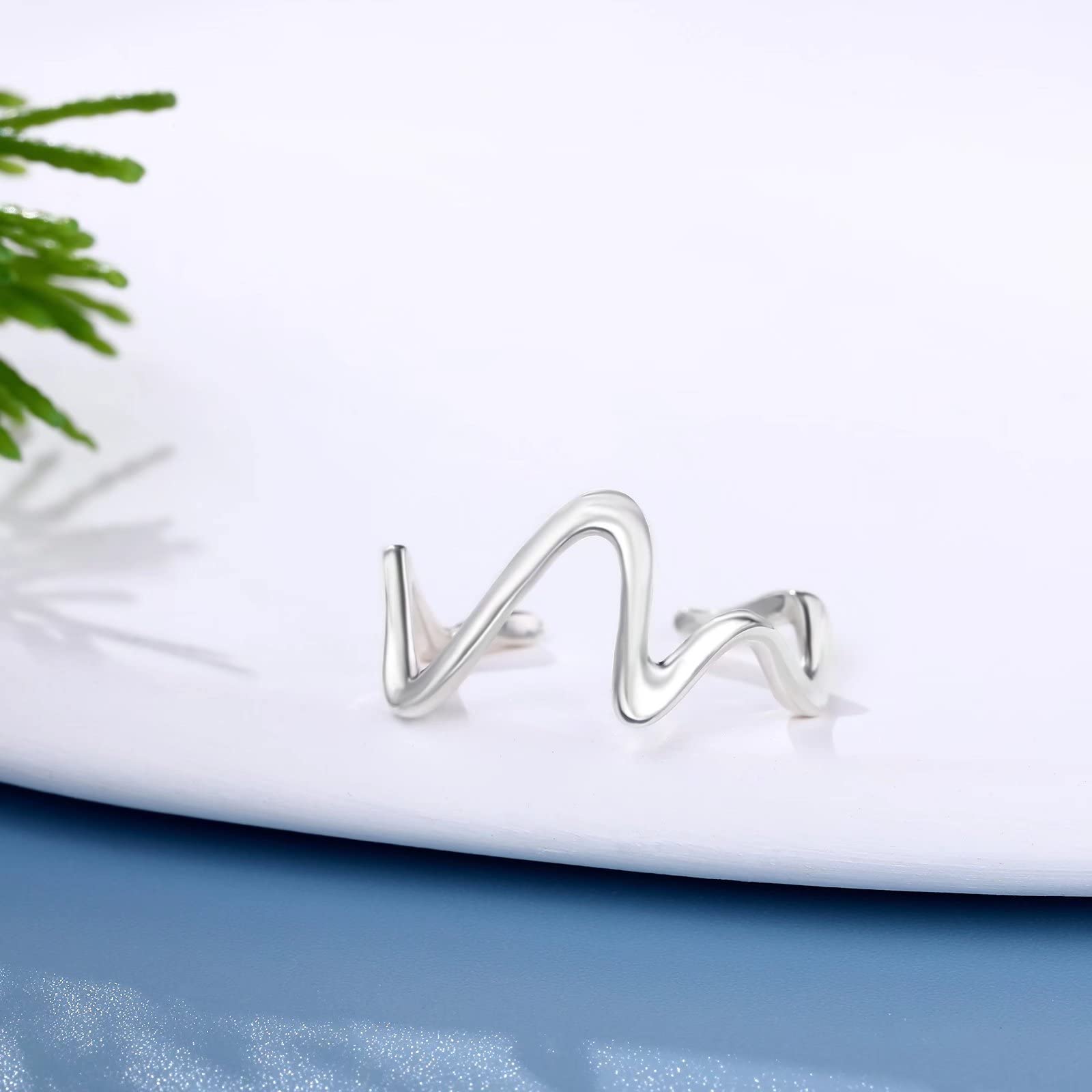 Presentski Highs and Lows Ring Wave Pattern Inspirational 925 Sterling Silver Adjustable Stackable Knuckle Zig Zag Wraparound Comfort Fit Finger Ring Jewelry Gift to My Daughter