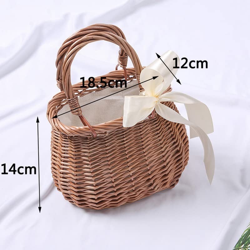 YFQHDD Personalized Handmade Wicker Rattan top Handle Bag Beach Shoulder Bag Tote Wedding Party