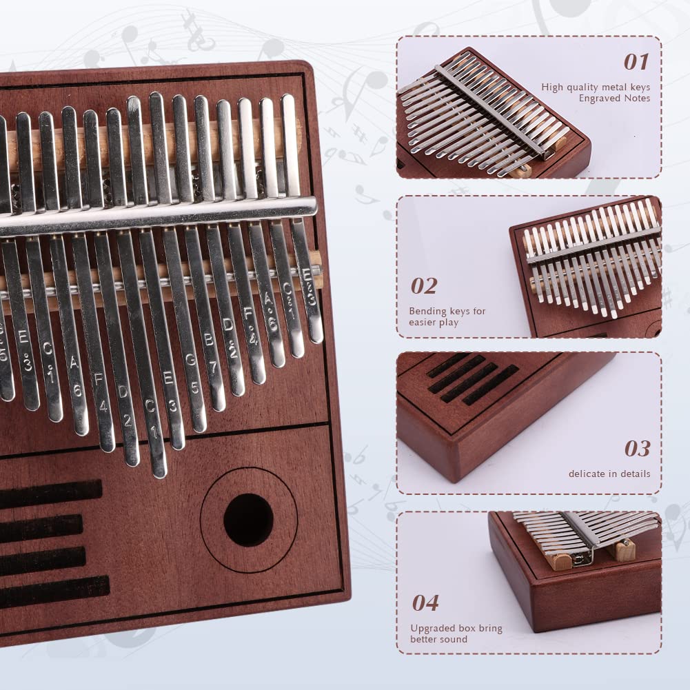 Saycker Thumb Piano,Portable 17 Keys Thumb Pianos Musical Instruments Set,Easy to Learn,Musical Instruments for Kid Adult Beginners Professional(Retro Color)