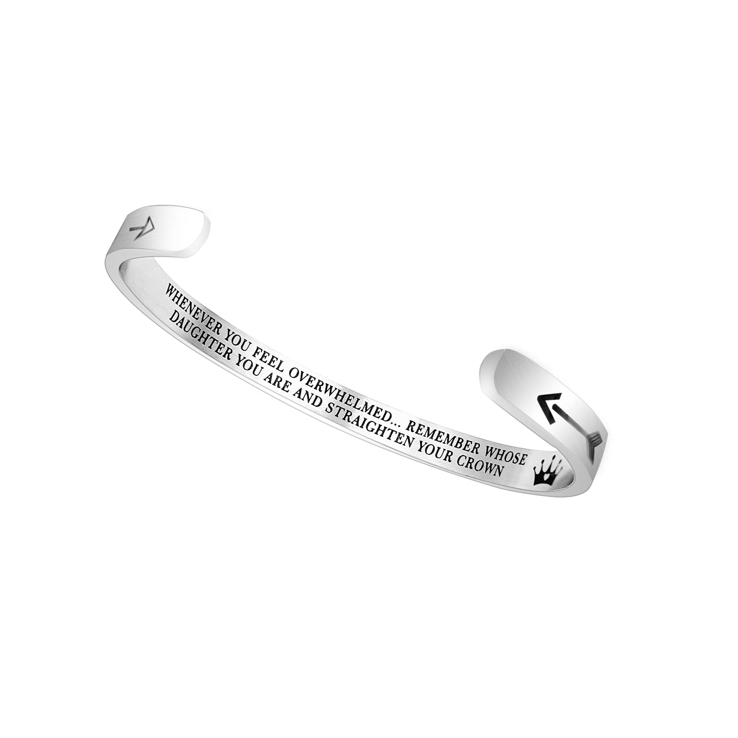 SAYINGS INTO THINGS Daughter Gift From Mom - Remember Whose Daughter You Are And Straighten Your Crown Bracelet… (Silver)