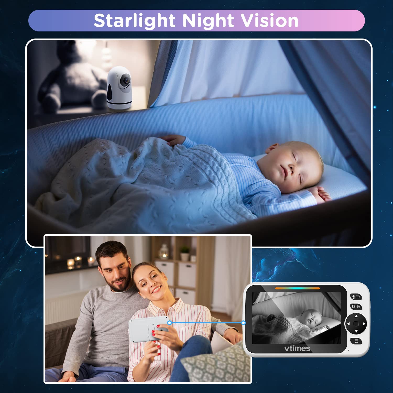VTimes 5" Baby Monitor with Camera and Audio