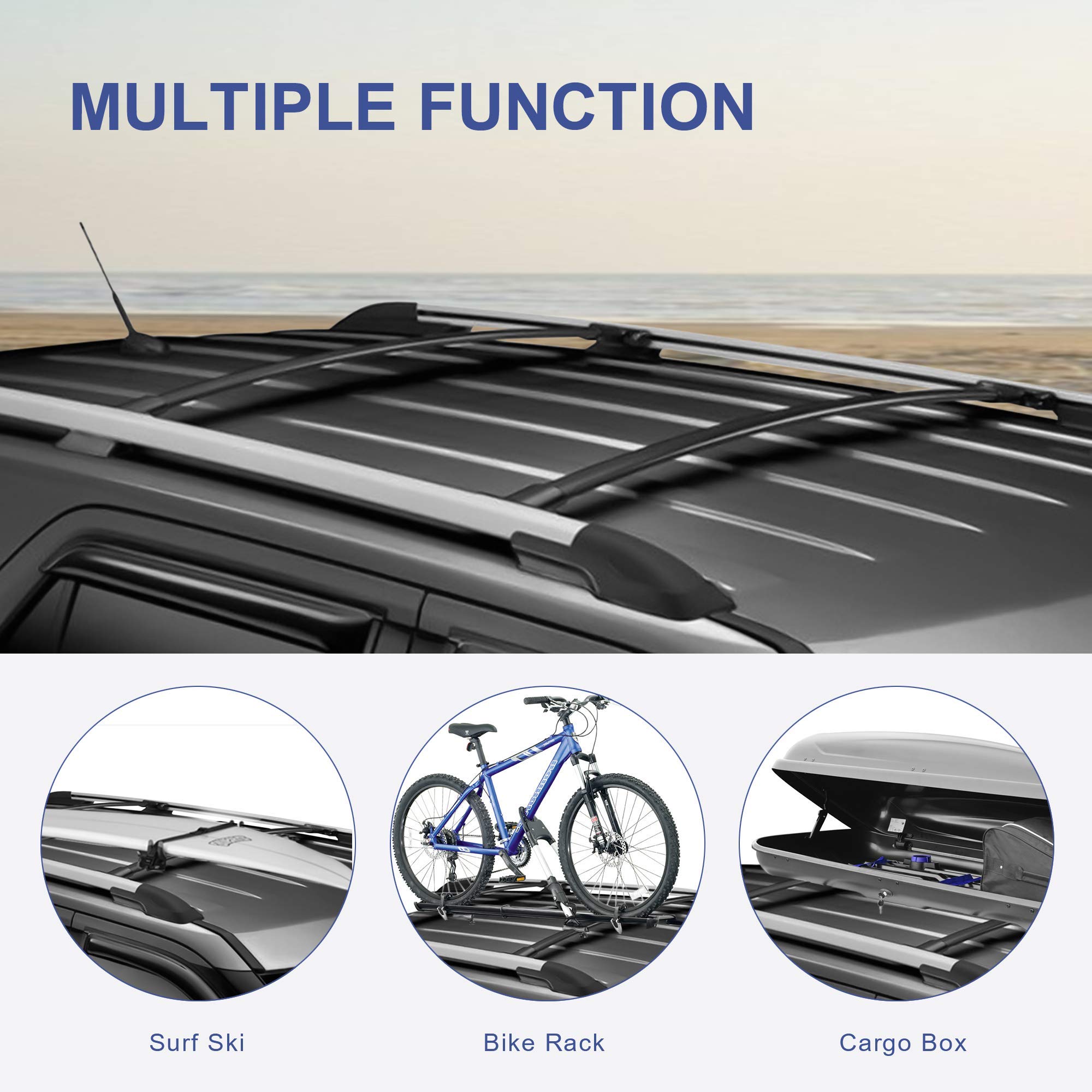 MOSTPLUS Roof Rack Cross Bar Rail Compatible for 2016 2017 2018 2019 Ford Explorer Cargo Racks Rooftop Luggage Canoe Kayak Carrier Rack