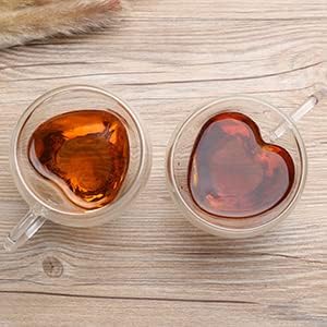 Lucatelli Heart Shaped Double Walled Insulated Glass Coffee Mugs