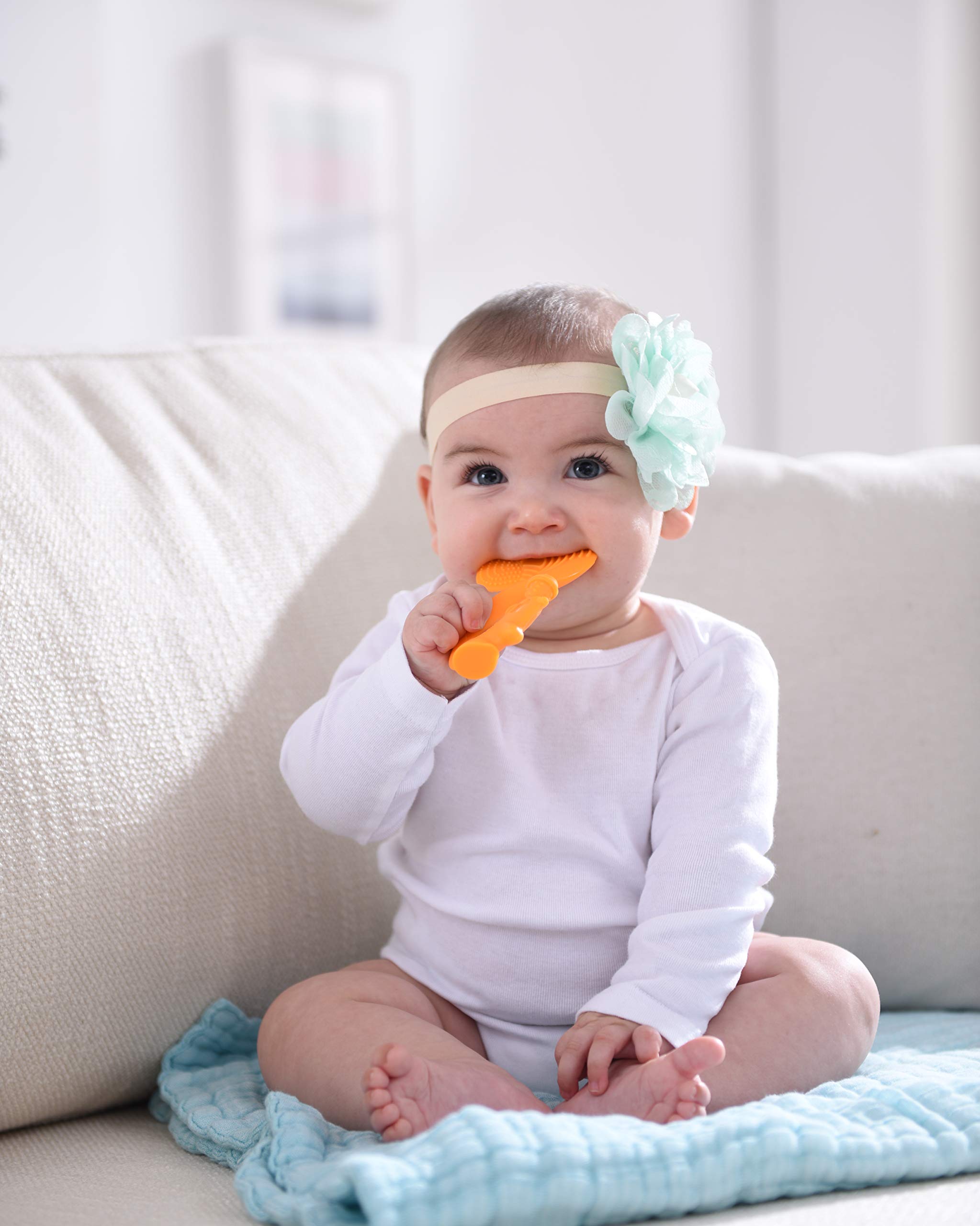 ombella Scrat The Squirrel Silicone Baby Chew Toy for 6M+ Babies Whose Teeth Already can be SEEN/ERUPTED,Orange