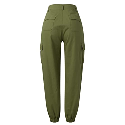 Ljdkusp Cargo Pants Women High Waist Stretch Military Combat Pants with Multi Pockets Workout Hiking (1-Army Green, L)