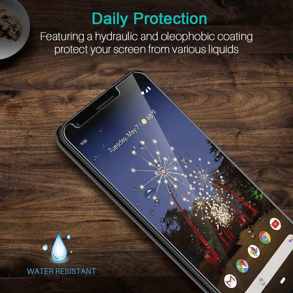 LK 3 Pack Screen Protector Compatible for Google Pixel 3a [Not Fit for Google Pixel 3a XL], HD Transparent, Easy Frame Installation, Tempered Glass, Bubble Free, Anti-Scratch