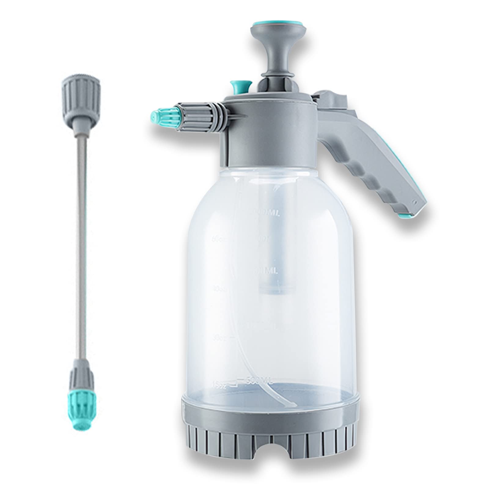 Manual Garden Spray, Lawn Plant Flower Pressure Pump Spray, Adjustable Safety Valve, with Extended Nozzle 0.5 Gallon/2 liters