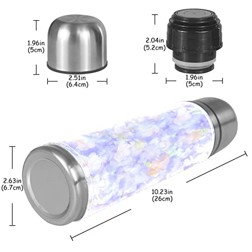 Stainless Steel Leather Vacuum Insulated Mug Flowers Thermos Water Bottle for Hot and Cold Drinks Kids Adults 16 Oz