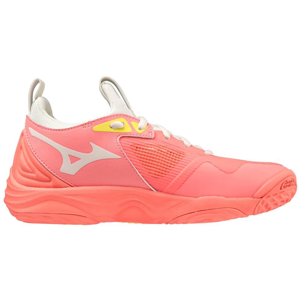 Mizuno Women's Volleyball Shoes, Wave Momentum 3, Candy Coral/Black/Bolt, Candy Coral Black Bolt, 8 US