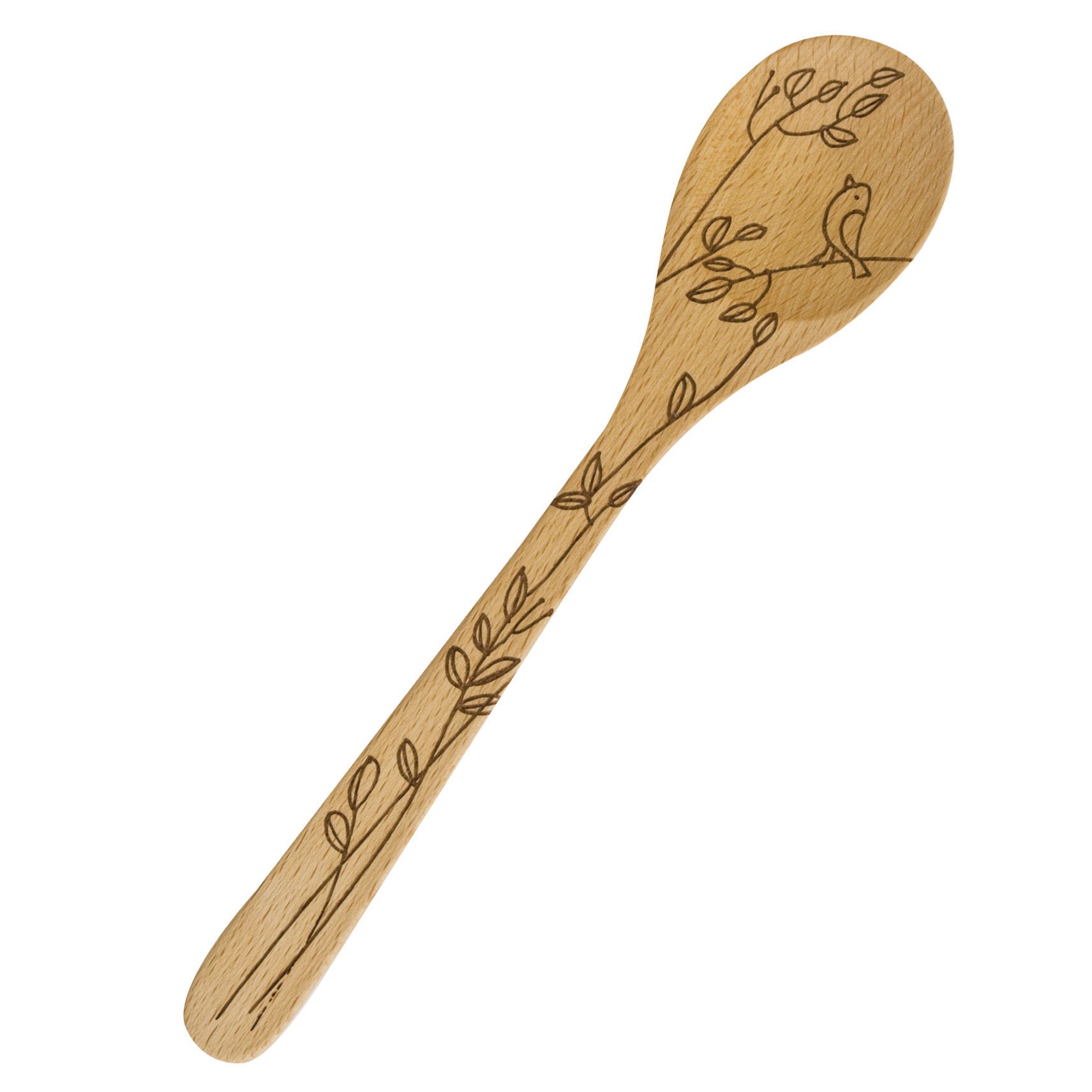 Talisman Designs Laser Etched Beechwood Mixing Spoon | Whimsical Nature Design | Wood, Kitchen Tool | Decorative Wooden Utensils