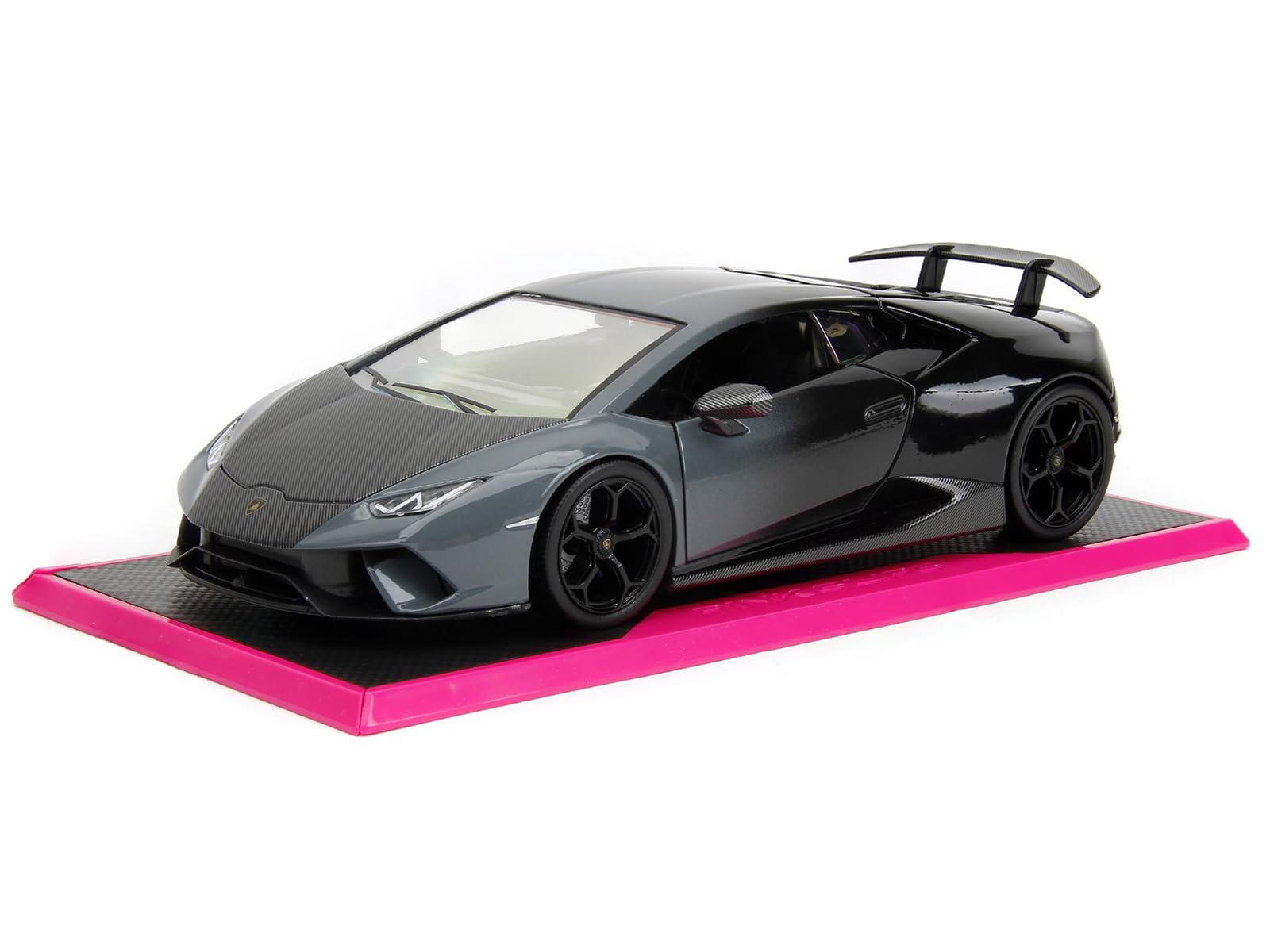 Lambo Huracan Perfomante Gray and Black Gradient with Carbon Hood Pink Slips Series 1/24 Diecast Model Car by Jada 34895