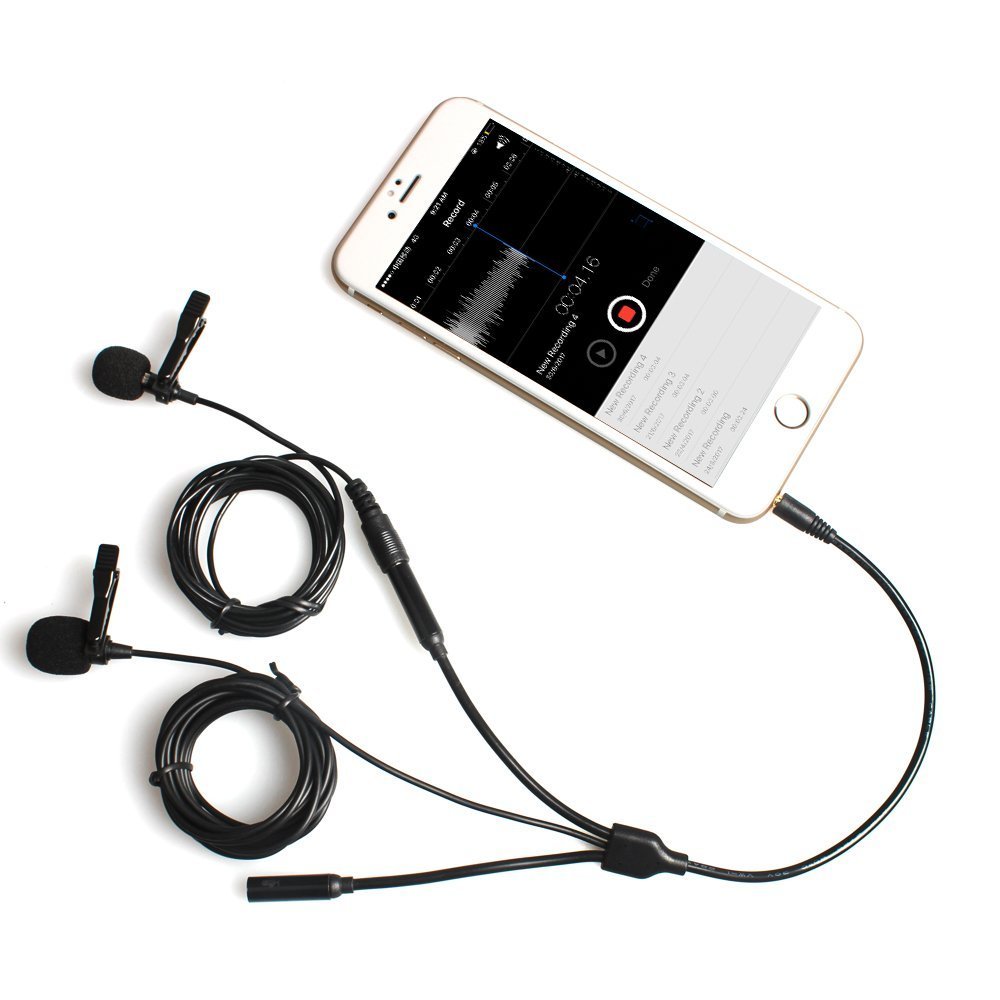 MAONO Lavalier Microphone for iPhone Android Smartphones, 2 Pack Professional Omnidirectional Condenser Clip on Lapel Mic for Recording, Interview, YouTube Video, Vlogging (AU-303)