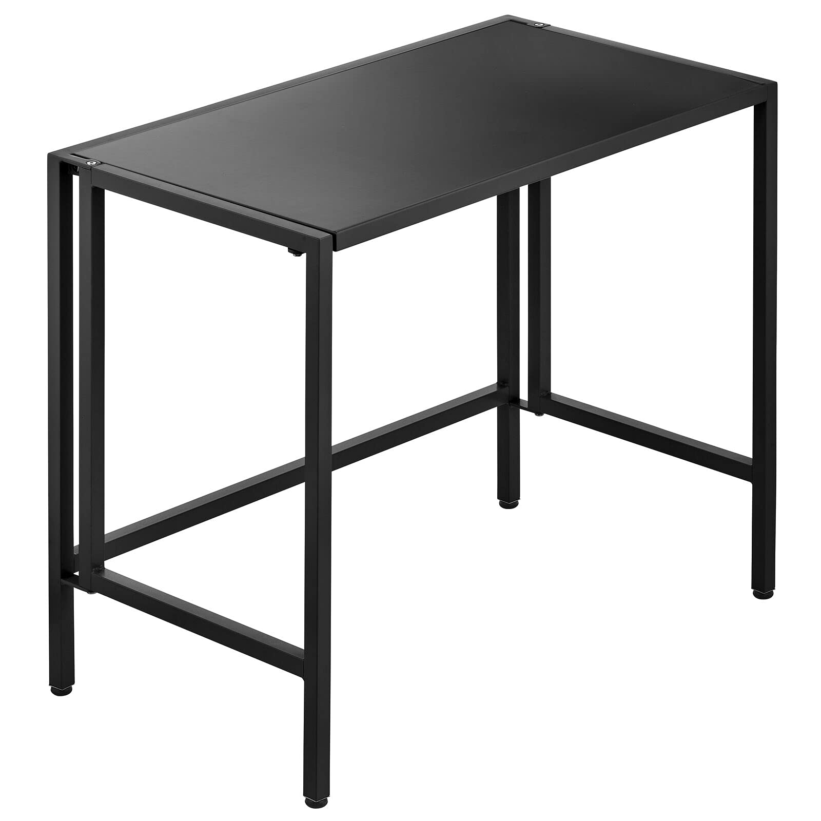 mDesign Folding Desk for Compact Spaces - Collapsible Compact Writing and Computer Workstation Steel Furniture Table for Living Room, Dorm, Home Office, and Bedroom - Black