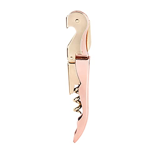Twine Copper And Gold Double Hinged Waiterās Corkscrew, Stainless Steel Wine Key with Foil Cutter, Double Hinged Corkscrew, Set of 1