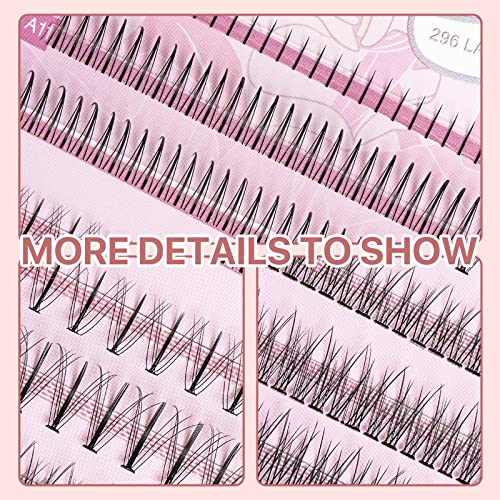 MLEN DIARY Individual Lashes 296 Clusters Lashes 4 Types Manga Lashes Individual Natural Look 9-13mm Eyelash Extension Kit for Make Up DIY