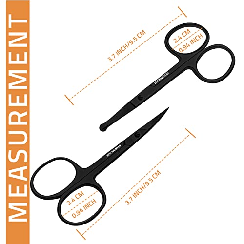 Utopia Care - Curved and Rounded Facial Hair Scissors for Men โ 4 Pack - Mustache, Nose Hair & Beard Trimming Scissors, Safety Use for Eyebrows, Eyelashes, and Ear Hair - Professional Stainless Steel