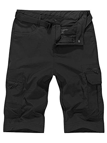 OCHENTA Men's Quick Dry Cargo Shorts, Outdoor Lightweight for Hiking Camping Travel Black 32