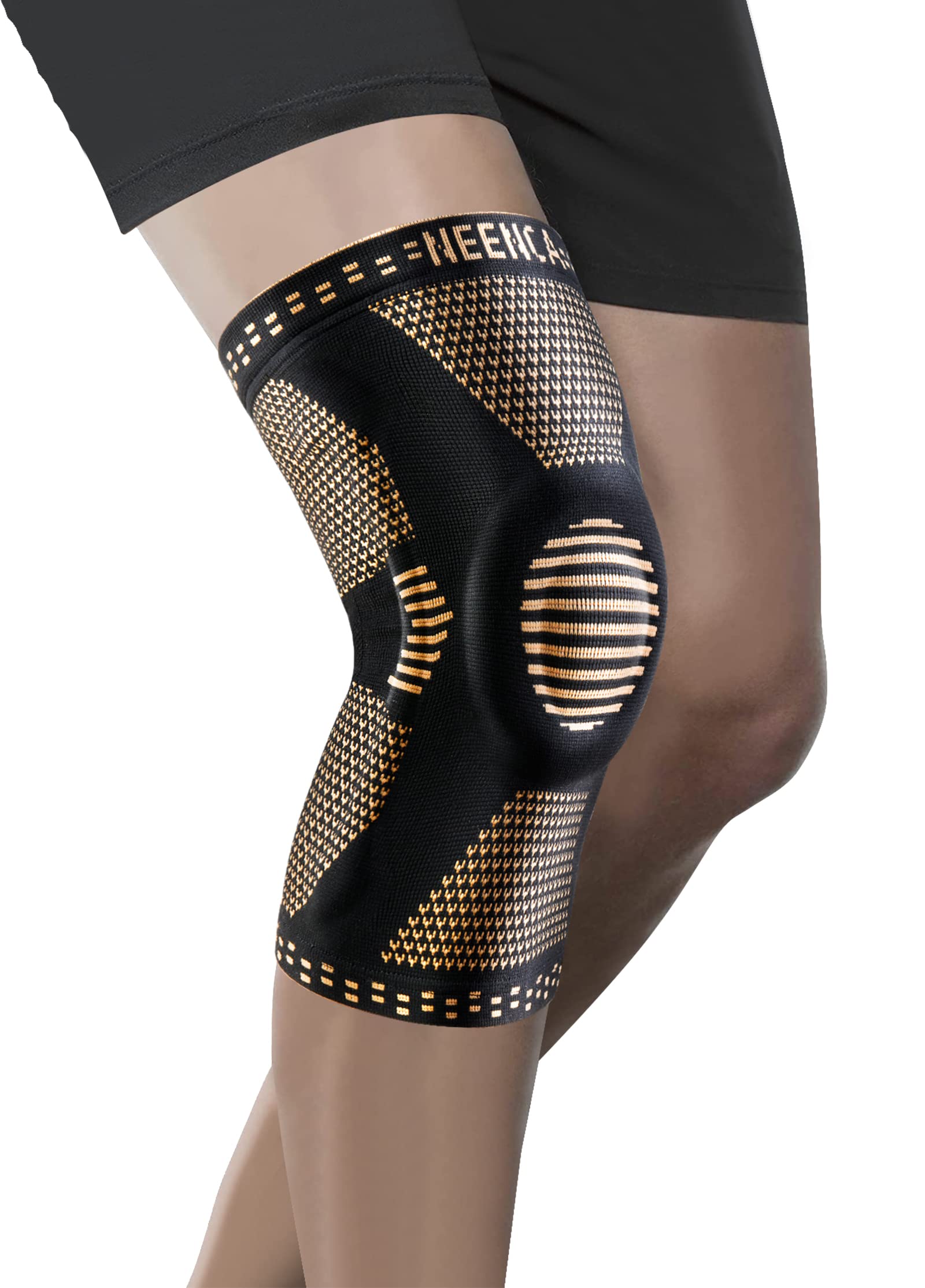 NEENCA Copper Knee Brace, Professional Knee Support with Patella Gel Pad & Side Stabilizers, Plus Size Compression Sleeves for Knee Pain, Sports, Workout, Arthritis, ACL, Joint Pain Relief - Single