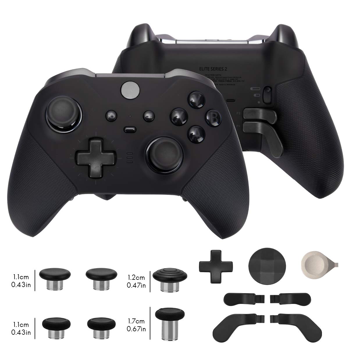 Metal Thumbsticks for Xbox One Elite Series 2, Xb1 Elite 2 Controller Parts, Gaming Accessory Replacement Parts, Metal Mod 6 Swap Joysticks, 4 Paddles, 2 D-Pads, 1 Adjustment Tool(Black)
