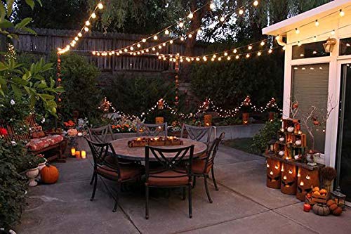 Newpow Outdoor String Lights LED 36ft with 33 Globe Bulbs Shatterproof Waterproof for Backyard Gazebo Porch Camper Indoor/Outdoor Decoration and Lighting Warm White 2700K